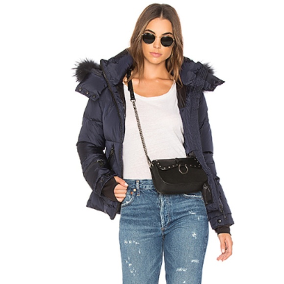 SAM. | Jackets & Coats | Navy Sam Jetset Jacket With Raccoon Fur | Poshmark